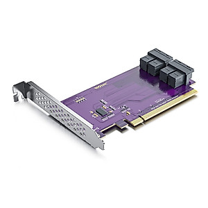 PCIe to SFF-8643 Adapter for U.2 SSD, X16, (4) SFF-8643，Requires Motherboard BIOS Support for Bifurcation. Support Windows 10/2016/2019, REHL/Cent0S 7/8, VMware ESXi 6/7, Ubuntu Linux 18/20/21, etc.