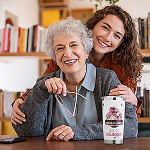 Grandma Tumbler, Dont Mess with Grandmasaurus Coffee Cup, Valentines Day Gifts for Grandma Birthday, Worlds Best Grandma Ever, Grandma Mothers Day Gifts from Grandkids Grandson, Things for Grandma