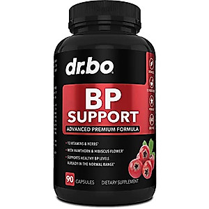 DR. BO Blood BP Support Supplement - Healthy Herbal Garlic & Natural Hibiscus Supplement Health Herbs Vitamin Formula - Hawthorn Pills Heart Vitamins Blend Flow Supplements Capsules for Women & Men