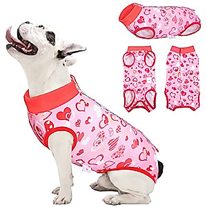 ASENKU Valentine's Day Dog Onesie Pet Pajamas, Dogs Recovery Suit for Dogs Cats After Surgery, Dog Pajamas Outfit Bodysuit for Small Medium Large Dog Cat Costume (Valentine's Day, 2XL)