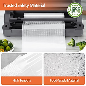 Anybear Vacuum Sealer Bags Rolls, 3 Pack 11''x16' & 3 Pack 8''x16' Commercial Food Storage Bags for Custom Fit with BPA Free and Heavy Duty, Use for Storing Raw and Cooked Foods Meal Prep or Sous Vide