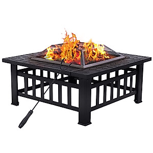 GRAND PATIO Outdoor Drayton 24in Round Concrete Wood Burning Patio Grill Fire Pit, Gray