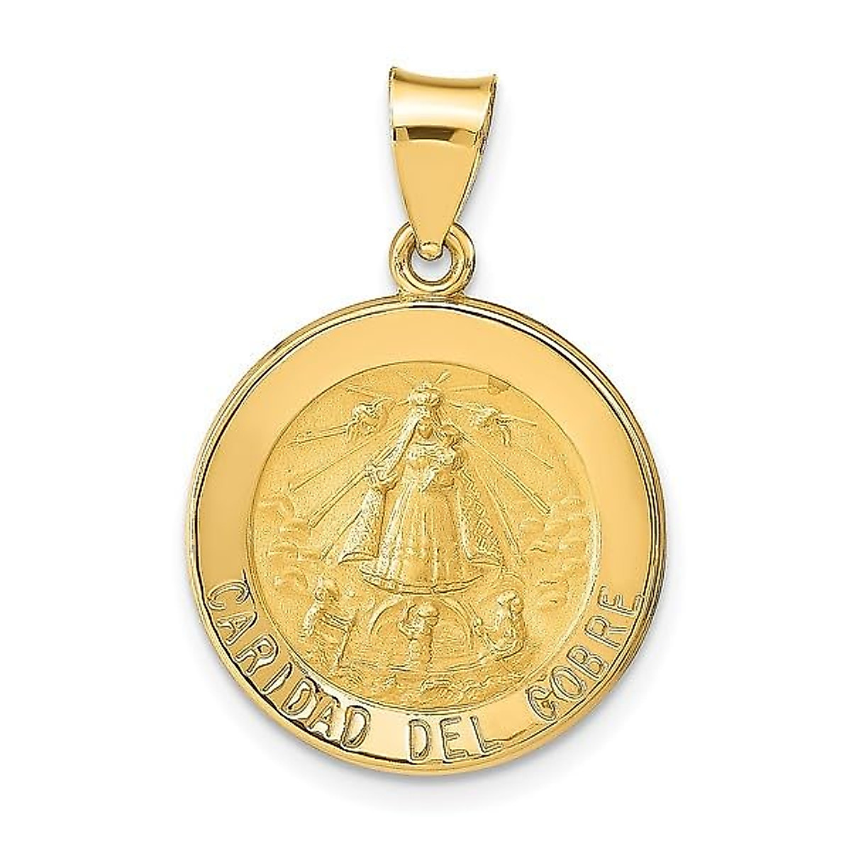 IceCarats 14K Yellow Gold Caridad Del Cobre Medal Necklace Charm Pendant 27mm x 18.3mm Only
