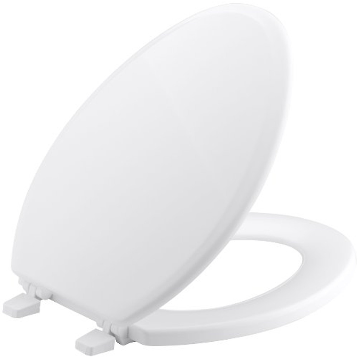 KOHLER K-4694-0 Ridgewood Molded-Wood with Color-Matched Plastic Hinges Elongated Toilet Seat, White