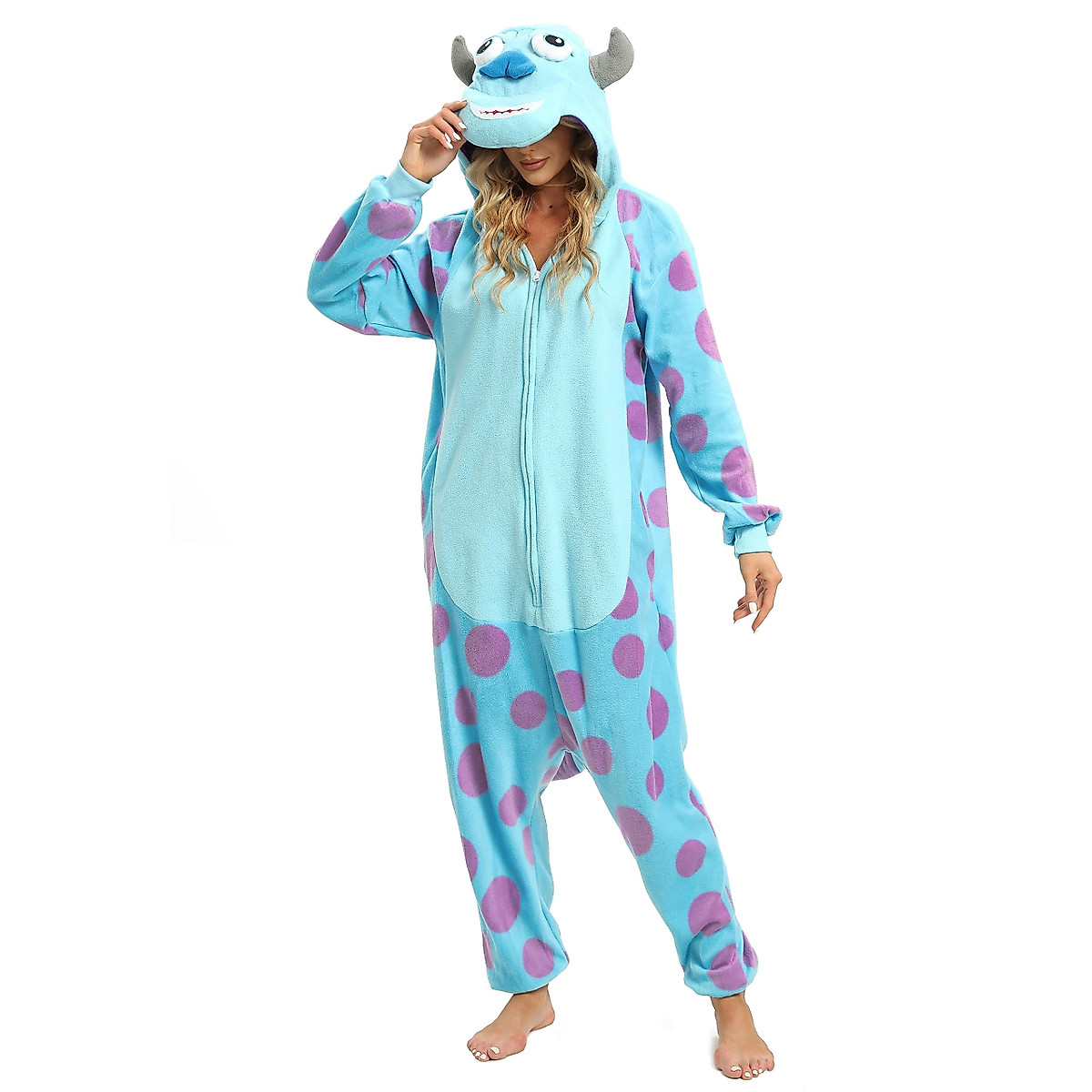 LABULA Slim Fit Unisex Adult Onesie Animal Pajamas Halloween Cosplay Sleepwear Purple