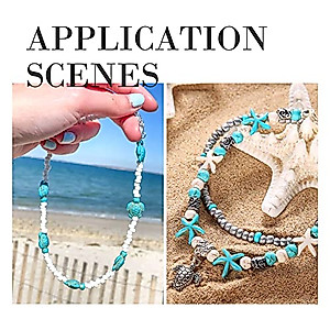 Crafans 820Pcs Turquoise Beads Kits with Alloy Dangle Charms Large Hole Alloy European Beads, Rondelle Turtle Cross Gemstone Beads Bracelet Making Kit for Jewelry Making