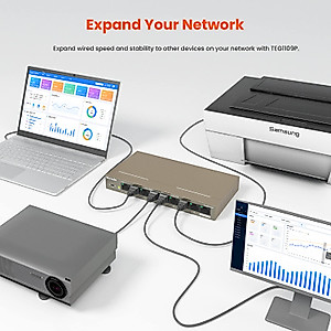 Tenda TEG1109P, 8 Port Gigabit PoE Switch Compatible with IEEE 802.3af/at Devices, Unmanaged PoE Switch with 8 Port PoE+@102W, w/ 1 Uplink Gigabit Port, Metal Design, Limited Lifetime Protection