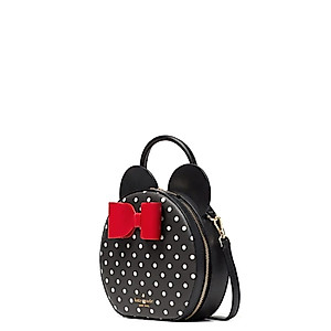 KATE SPADE DISNEY X MINNIE MOUSE ROUND CANTEEN PURSE BLACK & WHITE POLKA DOT