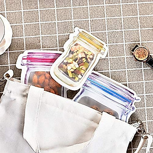 Reusable Mylar Storage Bags, 32 Ziplock Sealing Food Preserve Mason Jar Bags, Easy to fill and seal, Moisture proof, Transparent matte, Smooth edges, Sizes Large, Medium, Small