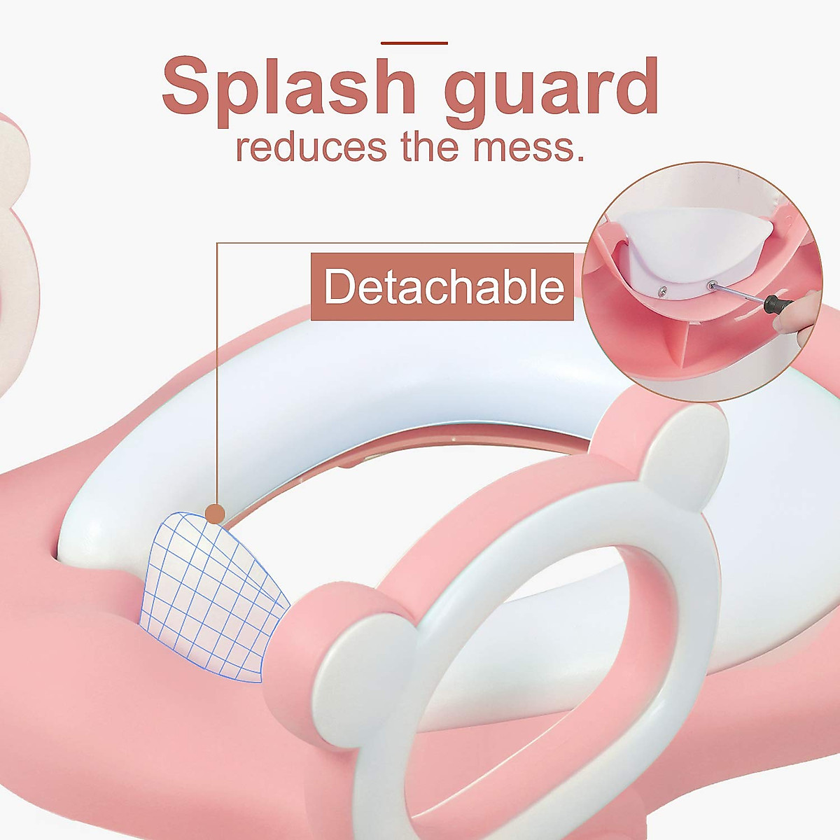 GrowthPic Toddler Toilet Training Seat Ladder with Sturdy Non-Slip Wide Step and Soft Cushion for Girls with Splash Guard(New)