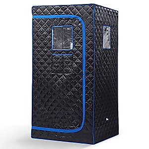 Smartmak Full Size Steam Sauna Tent for Home, Portable 1 Person Spa Room for Detox Therapy, Relaxation Steamers NOT Included (33.9" L*33.9" W*65.8" H Black)