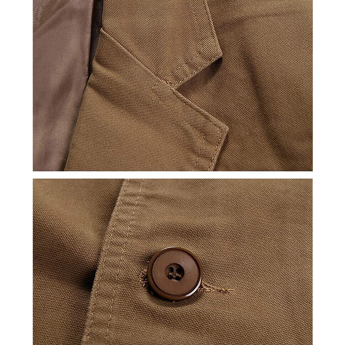 chouyatou Men's Slim 2-Button Single Breasted Cotton Lightweight Blazer Jacket Sport Coat (Large, Khaki)