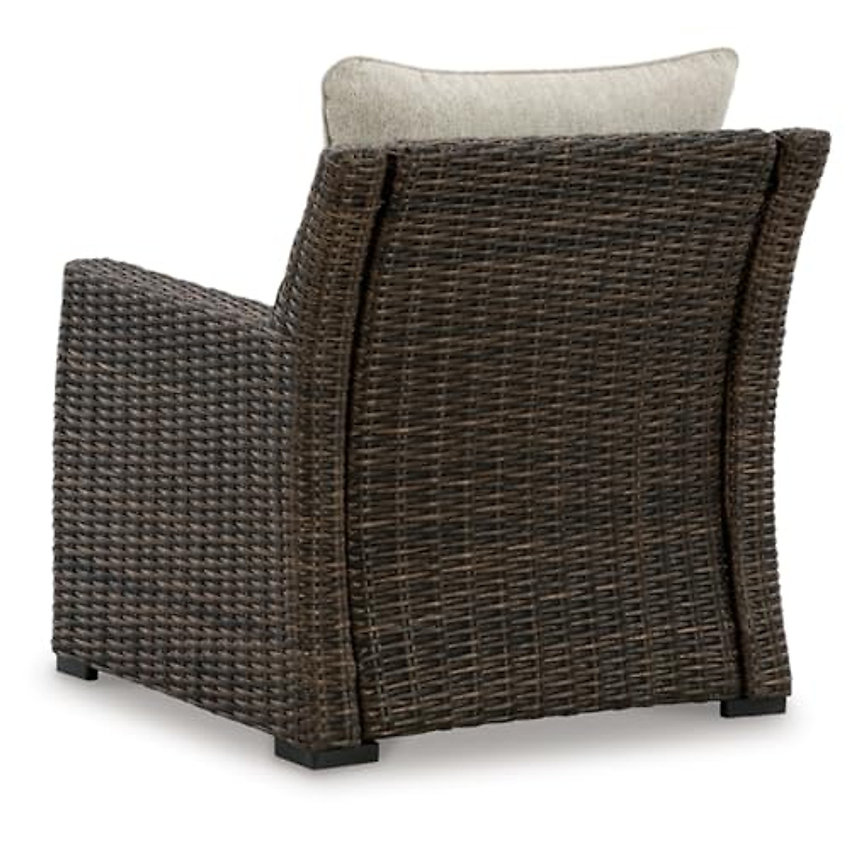 Signature Design by Ashley Brook Ranch Casual Weather Resistant Outdoor Lounge Chair with Cushion, Dark Brown & Beige
