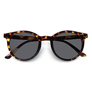 Kelens Vintage Polarized Horn Rimmed Round Circle Sunglasses UV400 Protection (Tortoise/gray, 50)