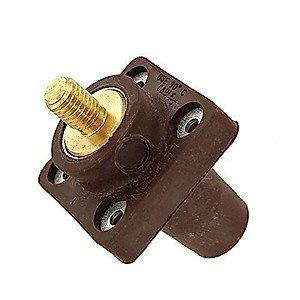 Leviton 16R24-UH 16-Series Taper Nose, Female, Panel Receptacle, 90-Degree, Threaded Stud, Cam-Type Connector, Brown