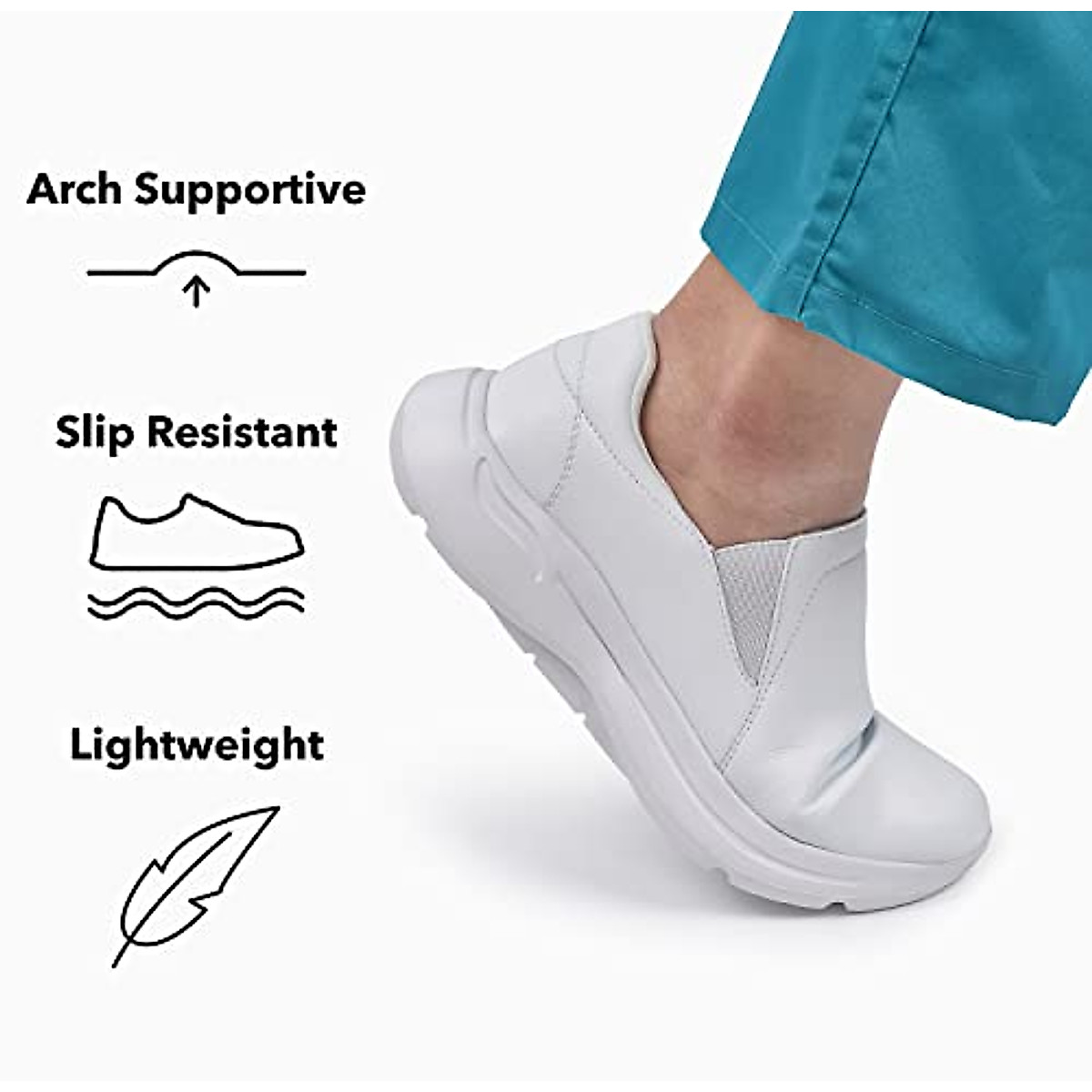 Sasuwa Nurse Shoes for Women Comfortable Slip Resistant Work Shoes White Nursing Shoes 8.5 (M) US