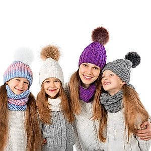 Tatuo DIY Faux Fur Pom Poms Ball with Press Button Removable Fluffy Pompom for Knitting Hats Shoes Scarves Bag Accessories (Neutral Color, 14)