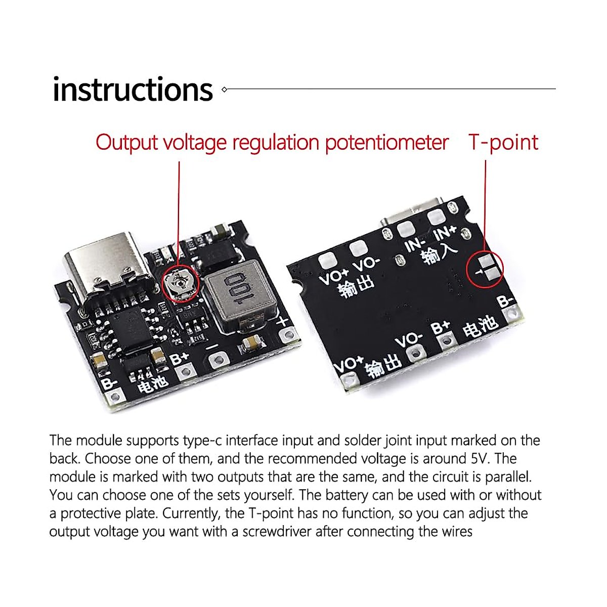 Teyleten Robot 18650 Lithium Li-ion 3.7V 4.2V Battery Charger Board DC-DC Step Up Boost Module TP4056 DIY Kit Parts Type-C 10pcs