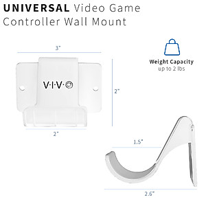 VIVO Universal Video Game Controller Wall Mount Holders, Compatible with PlayStation, Xbox, NVIDIA, Nintendo Switch Controllers, and More, 2-Pack, White, MOUNT-GM01CW