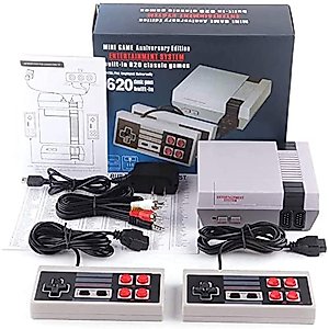 Beioerlu Retro Game Console, 620 Classic Games Console, AV Output Video Games with 2 Controllers - Gift for Kids and Adults