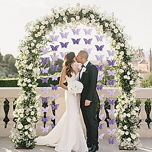 ADLKGG Butterfly Hanging Garland 3D Paper Bunting Banner Party Decorations Wedding Baby Shower Home Decor Purple 4 Pack, 110 inch