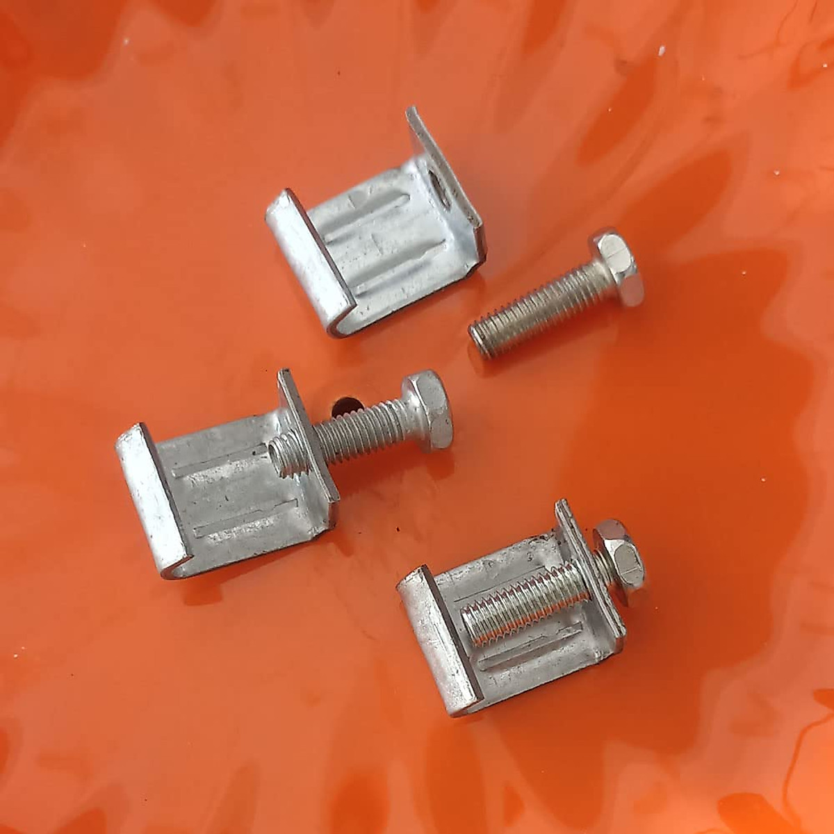 Ginyrerd 10Pcs Galvanized Steel M8 Clamp G Clamp Duct Flange Clip for Rectangular Tube Connection,Silver