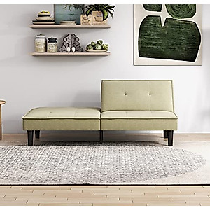 FONTOI Futon Sofa Bed Memory Foam Couch Sleeper Daybed Foldable Convertible Loveseat, Khaki Sage