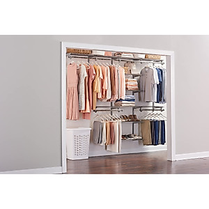 Rubbermaid Configurations Deluxe Closet Kit, Titanium, 4-8 Ft., Wire Shelving Kit with Expandable Shelving and Telescoping Rods, Custom Closet Organization  System, Easy Installation