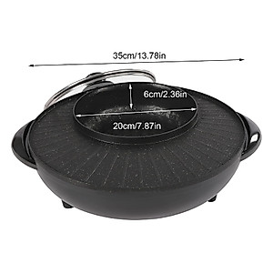 Circular Edition Hotpot Grill Combo Indoor Korean BBQ, Hot Pot and Frying Pan Electric Hot Pot with Divider Large Capacity Portable Grill, for 2-6 People Family and Friends Dinner, Parties, Camping