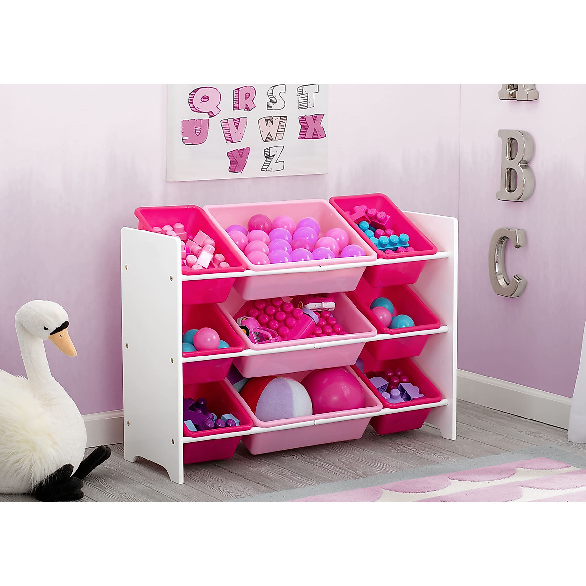 Delta Children MySize 9 Bin Plastic Toy Organizer, Greenguard Gold Certified, Bianca White