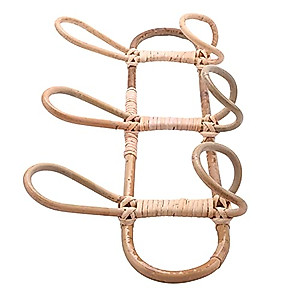 Gravo Rattan Wall Hooks Kids Garments Organizer Rack Clothes Hat Hanging Hook Rattan Hanger Kids Room Decor Hanger
