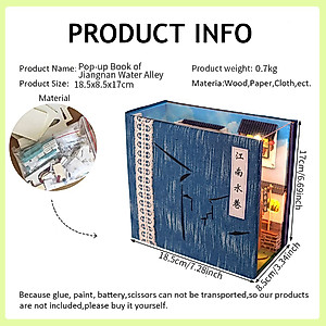 WonDerfulC 3D Wooden Book Stand Puzzle DIY Dollhouse Wood Bookends Book Nook Model Building Kit with LED Light for Teens and Adults to Build-Creativity Gift for Birthdays Christmas Halloween