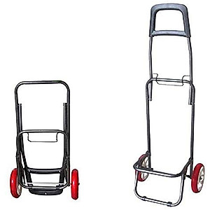 Shopping Trolley on Wheels Multi Function Shopping Cart Folding Trolley Large Capacity Light Weight Wheeled Trolley Push Cart Bag with 2 Wheels Storage Hand Trucks,Black ,