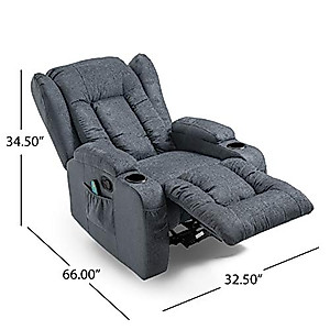 Christopher Knight Home Lavonia Massage Recliner, Wood, Charcoal + Black