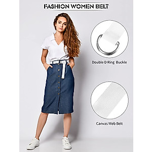 Geyoga 5 Pieces Canvas Belts D Ring Web Belt for Men Women, Fabric Belt with Double Buckle for Pants Skirts Shirts Christmas Favor