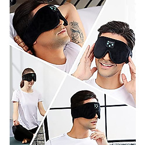Boodlab Sleep Headphones, Sleep Mask with Bluetooth Headphones, Washable Sleep Mask Headphones with Adjustable Ultra Thin Stereo Speakers Microphone Hands Free for Travel