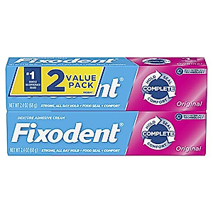 Fixodent Complete Original Denture Adhesive Cream, 2.4 oz, Pack of 2