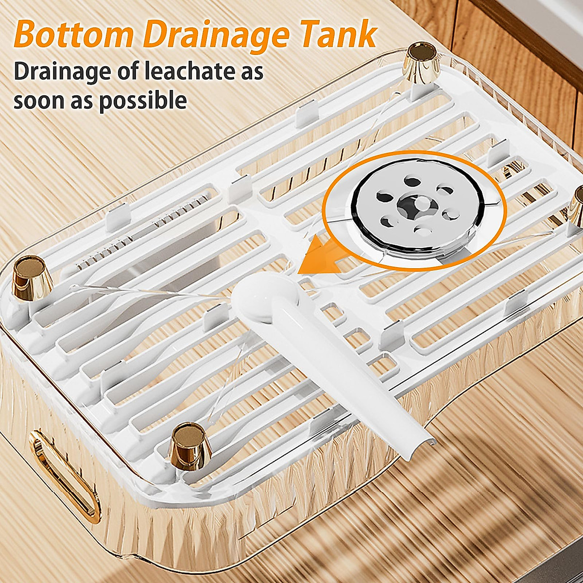 Dish Drying Rack with Drainboard, Kitchen Dish Drainer Rack in Sink, Dish Rack for Kitchen Counter Cabinet with Adjustable Swivel Spout, Removable Plastic Drainer Tray with Utensil Holder. (Clear)