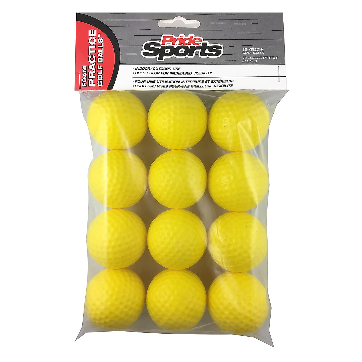 PrideSports Practice Golf Balls, Foam, 12 Count, Yellow