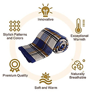 YOUR MOON Pure Wool Blanket Throw Queen Size 100% Australian Natural Wool Bed Blanket, Washable Wool Blanket Throw, Hypoallergenic- Non-Itchy Or Scratchy Fabric (Blue, 90 * 90)