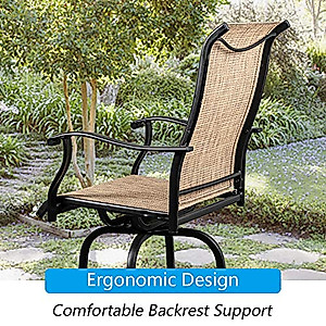 VINGLI Upgraded Outdoor Swivel Bar Stools Outdoor Patio Chairs Set of 2, Metal Outdoor Bar Stools Bar Set Outdoor Stools Bar Height Chairs Set Outside Chairs (Black)