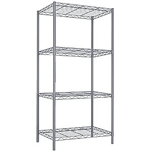 Home Basics 4 Tier Steel Wire Shelf Rack Heavy Duty Storage Shelving Unit for Kitchen Pantry Laundry Garage Closet Utility Organization , Grey