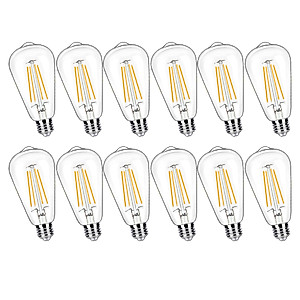 winsaLED 12 Pack 100 Watt Equivalent LED Edison Bulbs, 9W LED Light Bulbs, 2700K Soft Warm with E26 Standard Base, 120V Not-Dimmable, CRI 90, Flicker Free