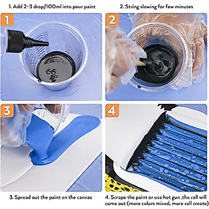 Nicpro Titanium White Color Acrylic Pour Paint, 32 Ounce Pre-Mixed Pouring Paint Supplies with Silicone Pour Oil & Gloves for Canvas, Rock, Wood Cell Creation Flow DIY Art Painting, Ready to Pour