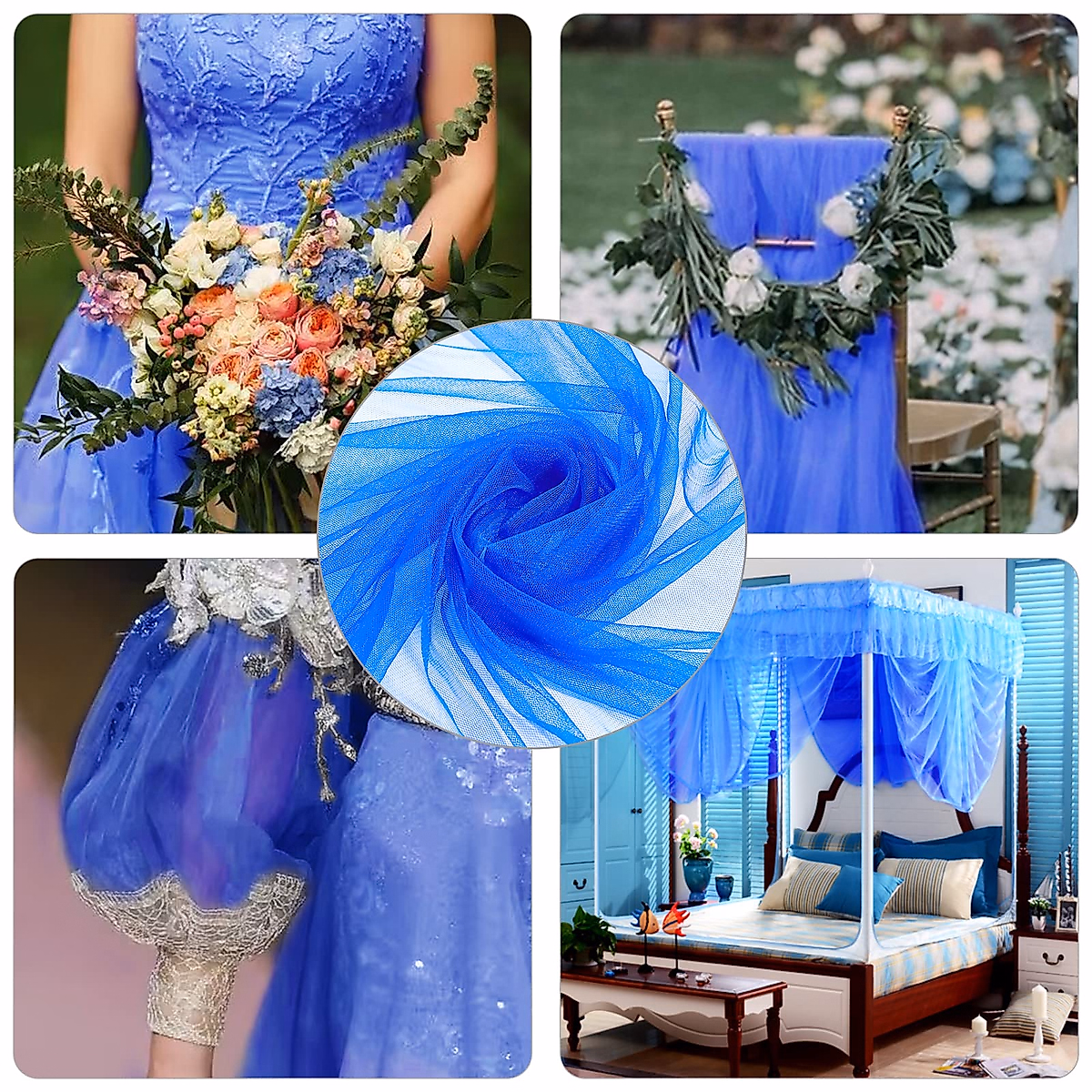 OLYCRAFT 79x63" Royal Blue Tulle Fabrics Bolt Net Chinlon Tulle Fabric Gauze Mesh Ribbon Tulle for Wedding Party Event Decorations Gift Wrapping DIY Sewing Crafts