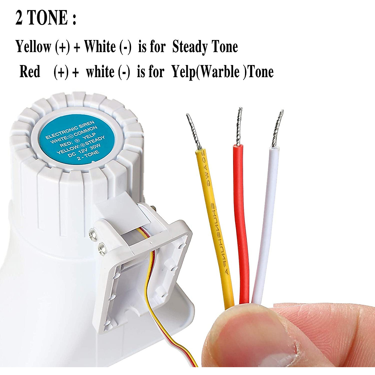 Jokpenes 30W Alarm Siren ,Dual Tone Outdoor Self Contained Electric Security Ring Siren with Bracket，6-12V DC 1.1Ah 130db 8 X 5.5 X 9 Inch for Car Home Doorbell Security Protection System,(Black)