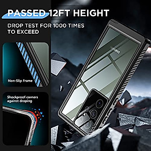 Temdan for Samsung Galaxy S23 Ultra Case,Waterproof Built-in Lens & Screen Protector[Full Body Shockproof][12 FT Military Drop Proof][Dustproof][IP68 Underwater] Case for Galaxy S23 Ultra 6.8’’-Black