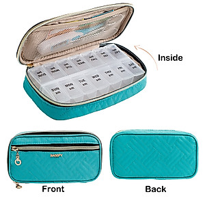 BAGSFY Pill Organizer Case 2 Times a Day- Weekly Medicine Organizer Travel Pill Box with Removable Seven-Day Medicine Case Container for Fish Oil, Vitamin, Supplement