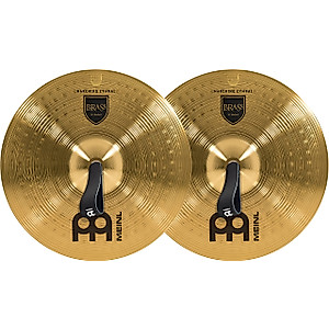 Meinl 16” Marching Cymbal Pair with Straps - Brass Alloy Traditional Finish - Made In Germany, 2-YEAR WARRANTY (MA-BR-16M)