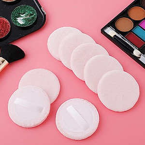 WLLHYF 12PCS Makeup Powder Puffs Pink Cotton Powder Puffs Round Powder Puff for Makeup Face Powder Velour Puffs for Loose Powder Washable(pink